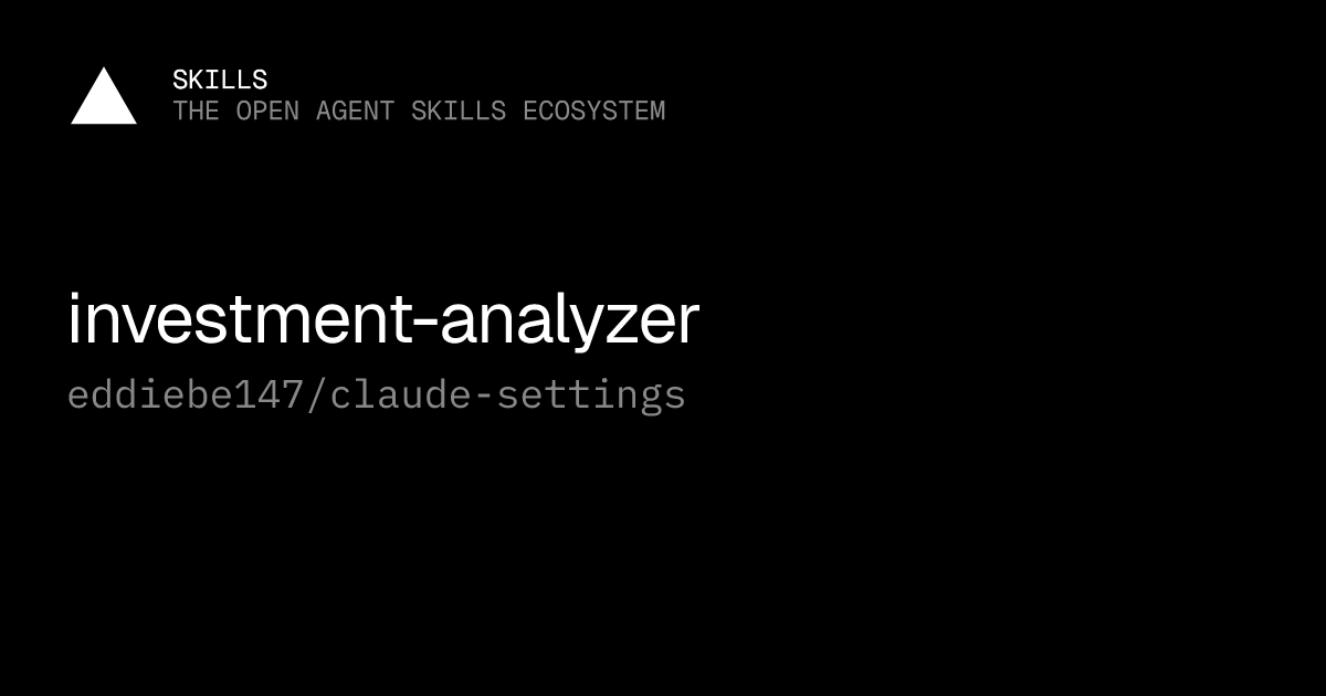 investment analyzer by eddiebe147/claude-settings