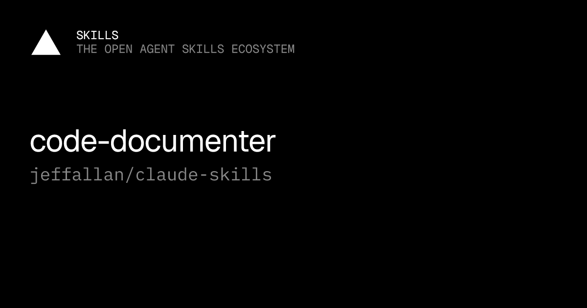 code-documenter by jeffallan/claude-skills
