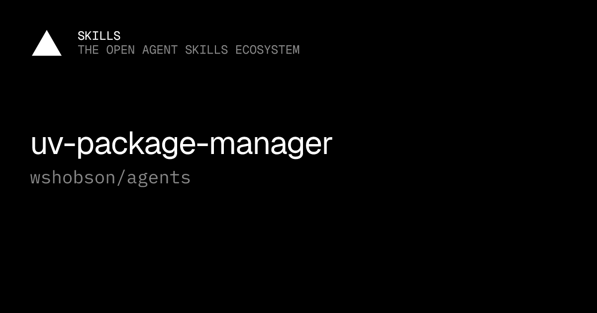 uv-package-manager by wshobson/agents
